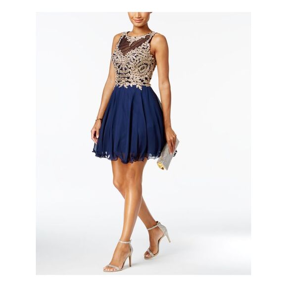 Xscape | Dresses | Nwt Xscape Womens Navy Mesh Lined Sleeveless Short ...